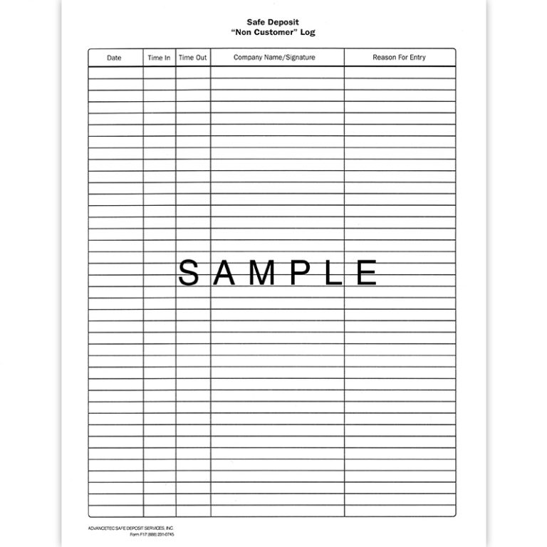 F12 Safe Deposit Box Inventory Sheet - AdvanceTec